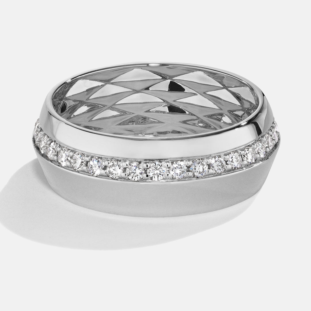 Ascent 7mm Pavé Diamond Bevel Band – Aether Diamonds